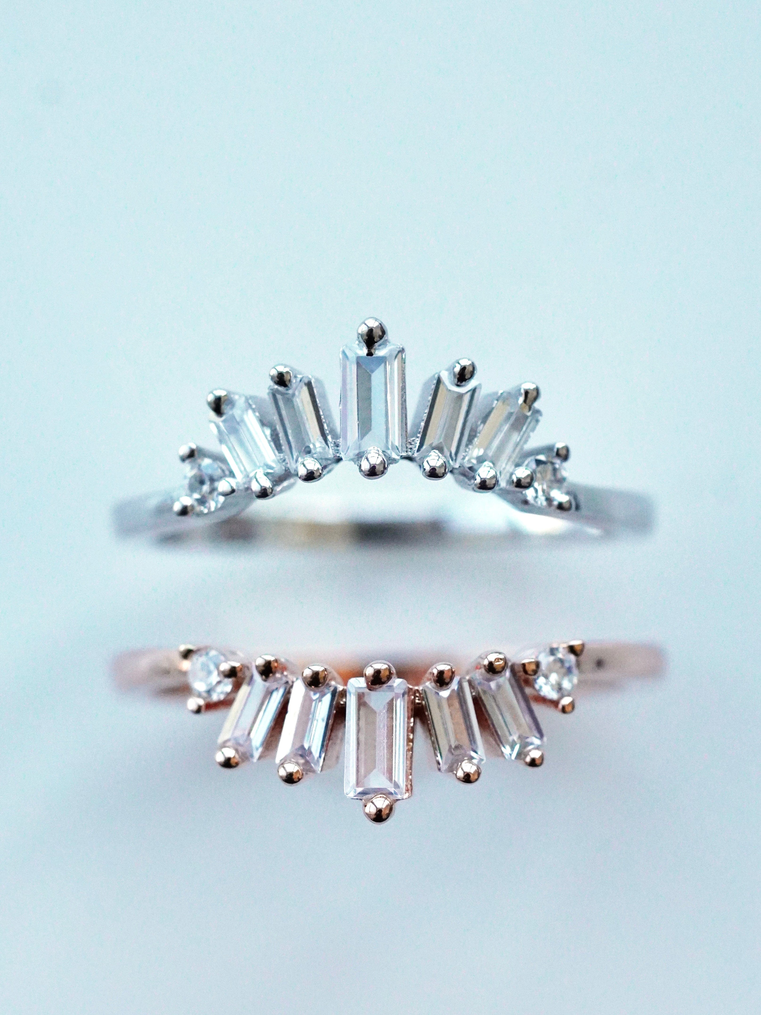 Arc Ring 14k Rose Gold Plated Sterling Silver Stacking Ring Art Deco ...